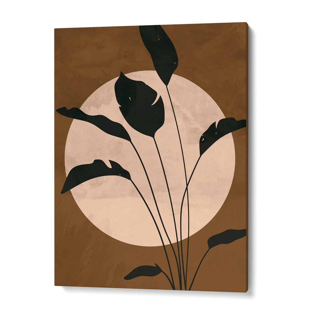 Bohemian Botanical Wall Art Print with Leaf on Brown Background – Nook ...