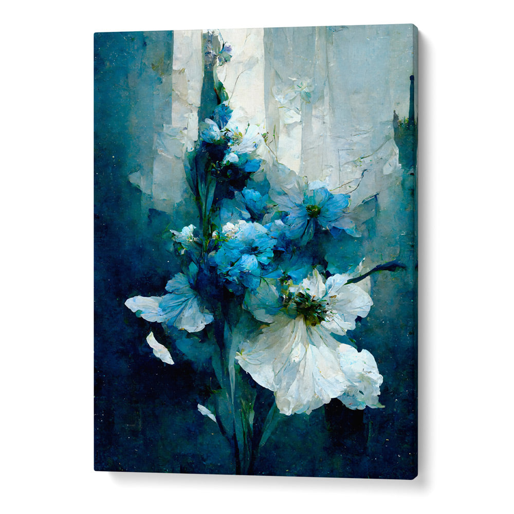 Abstract Blue Botanical Watercolour Canvas Painting | Canvas Wall Art ...