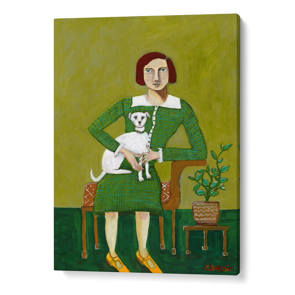 Modern Painting Of Abstract Woman With Her Dog | Large Wall Art – Nook ...