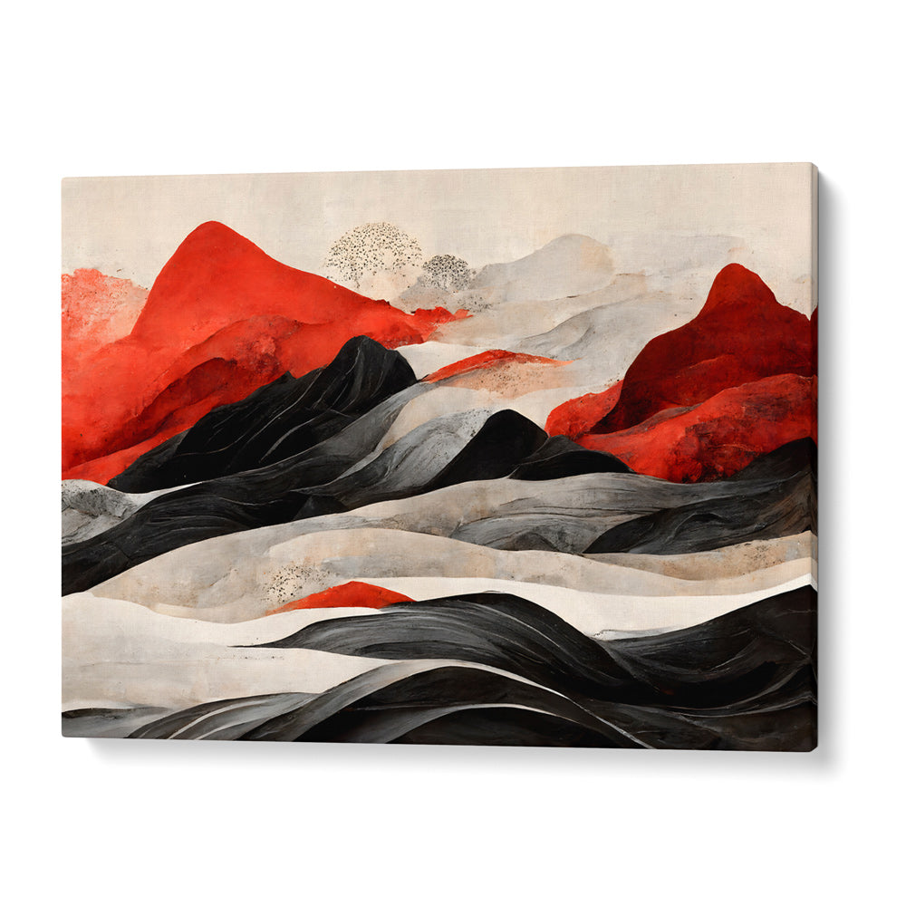 Dynamic Mountain Waves | Large Red Abstract Landscape Painting – Nook ...