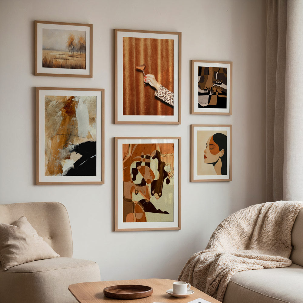 Earth & Ember Gallery Wall Set of 6 | Neutral Abstract Wall Art for ...