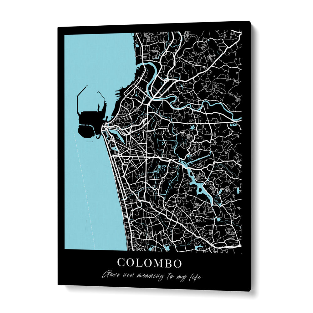 Personalized Black and Blue City Map Wall Art Print | Custom Wall Art ...